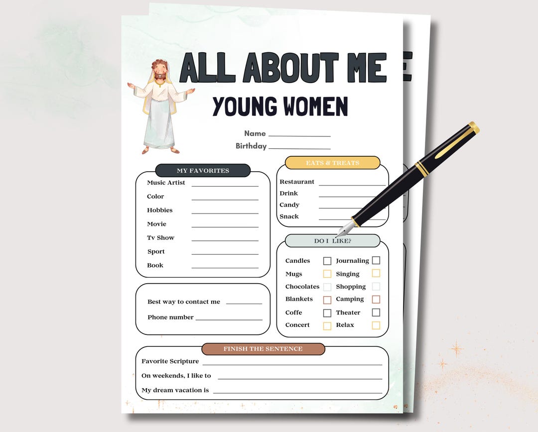 All About Me Young Women LDS, Secret Sister Survey, Christian Getting ...