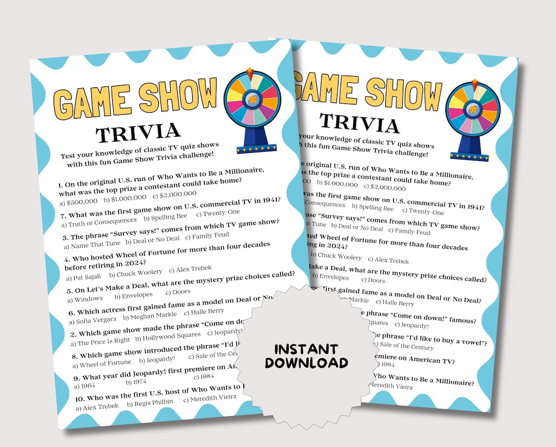Game Show Trivia TV Quiz Shows, Fun Game for Seniors and Family Reunion ...