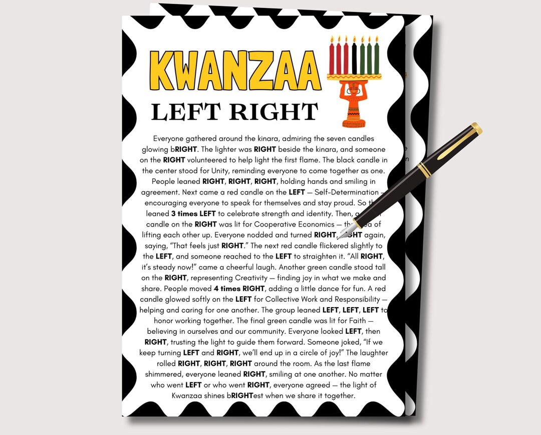 Kwanzaa Left Right Game, Funny Printable Kwanzaa Game for Adults Kids ...