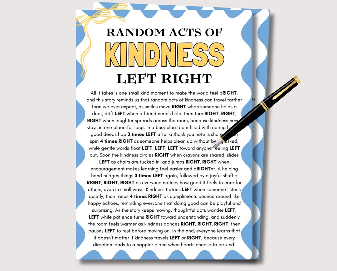 Random Acts of Kindness Left Right Game, Fun Printable Kindness ...