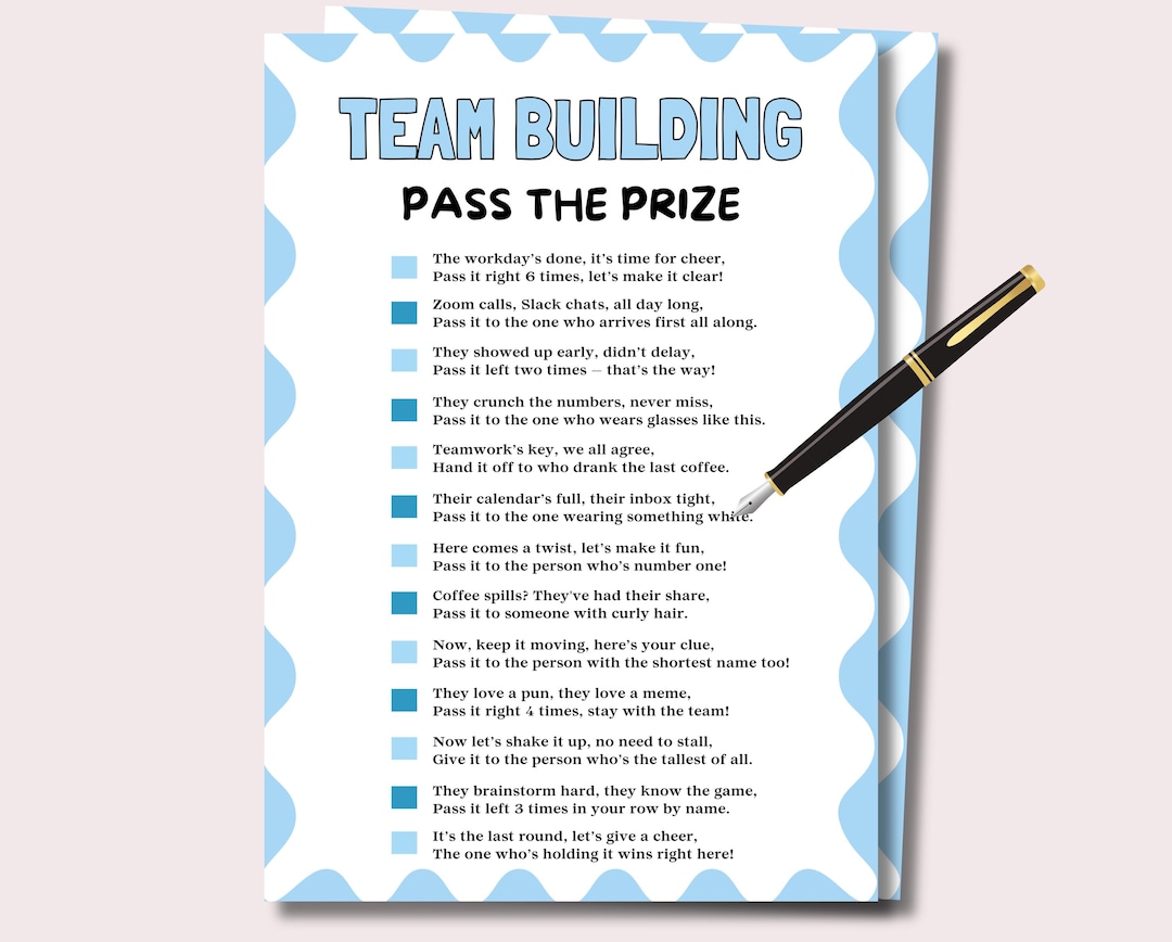 Pass the Prize Team Building Game, Office Games, Printable Team ...