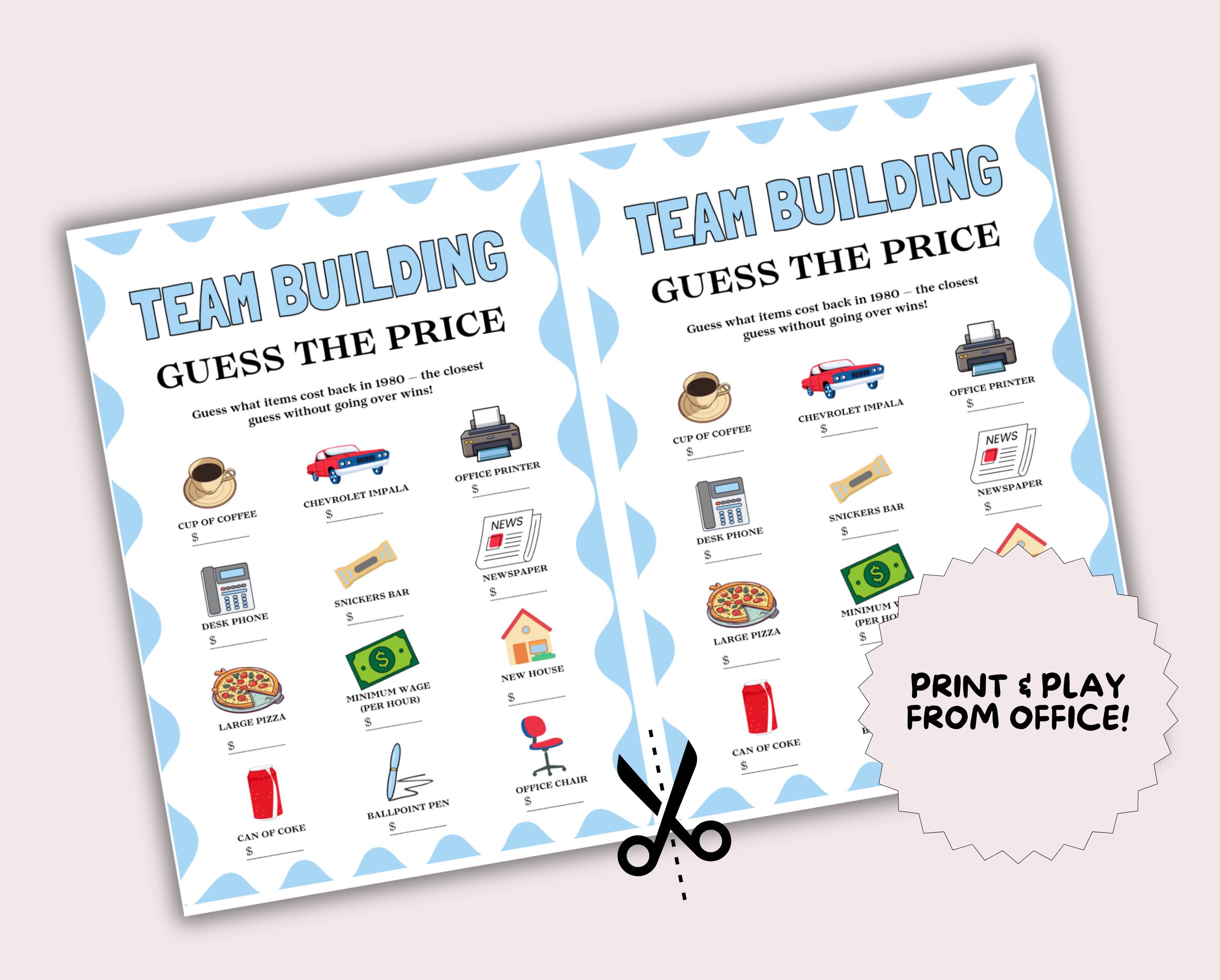 Team Building Activity Guess the Price, Printable Office Games, Work ...