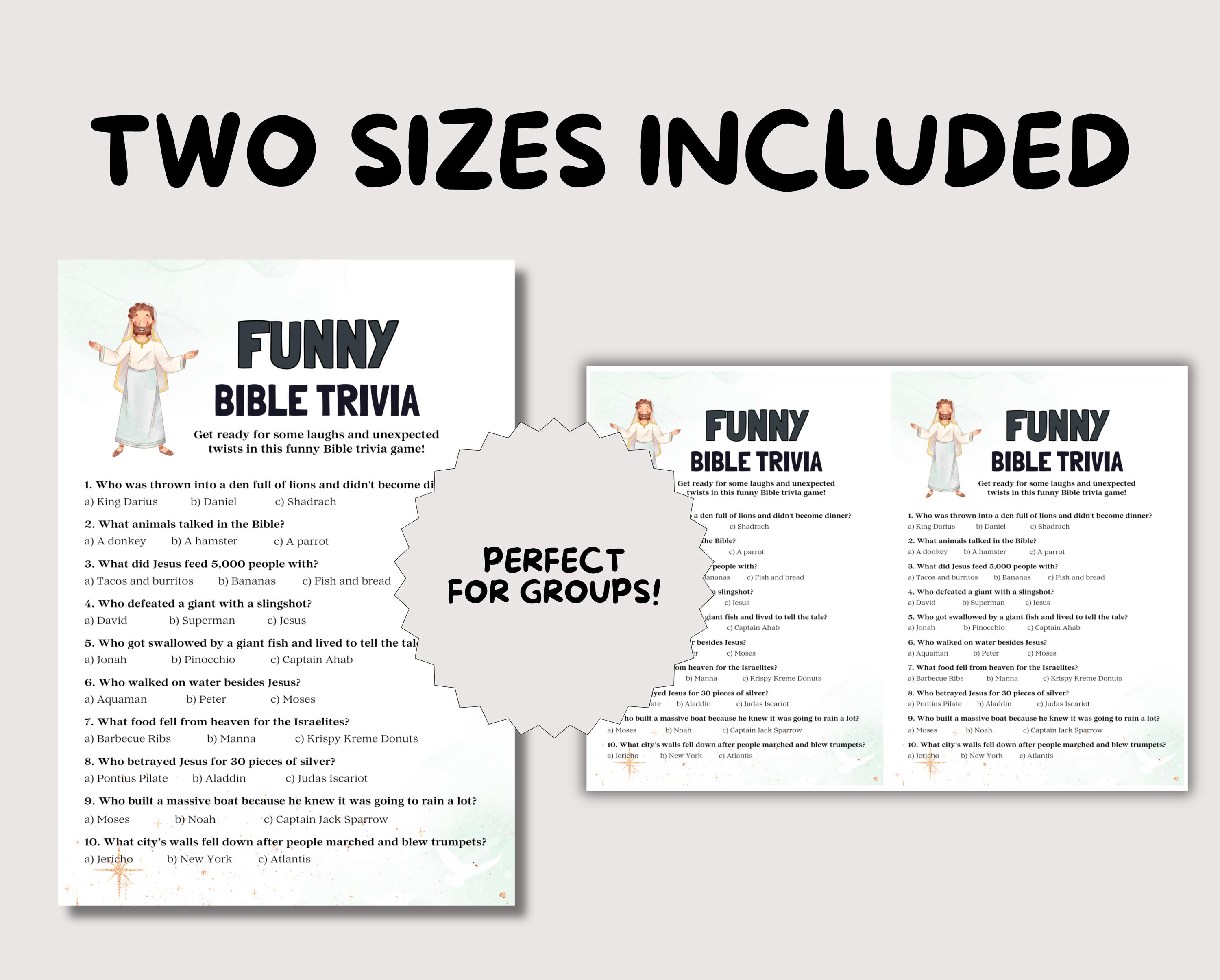 Funny Bible Trivia Game, Religious Bible Game Printable, Church ...