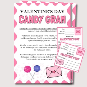 Editable Valentine's Day Candy Gram Form, Printable Valentine School ...