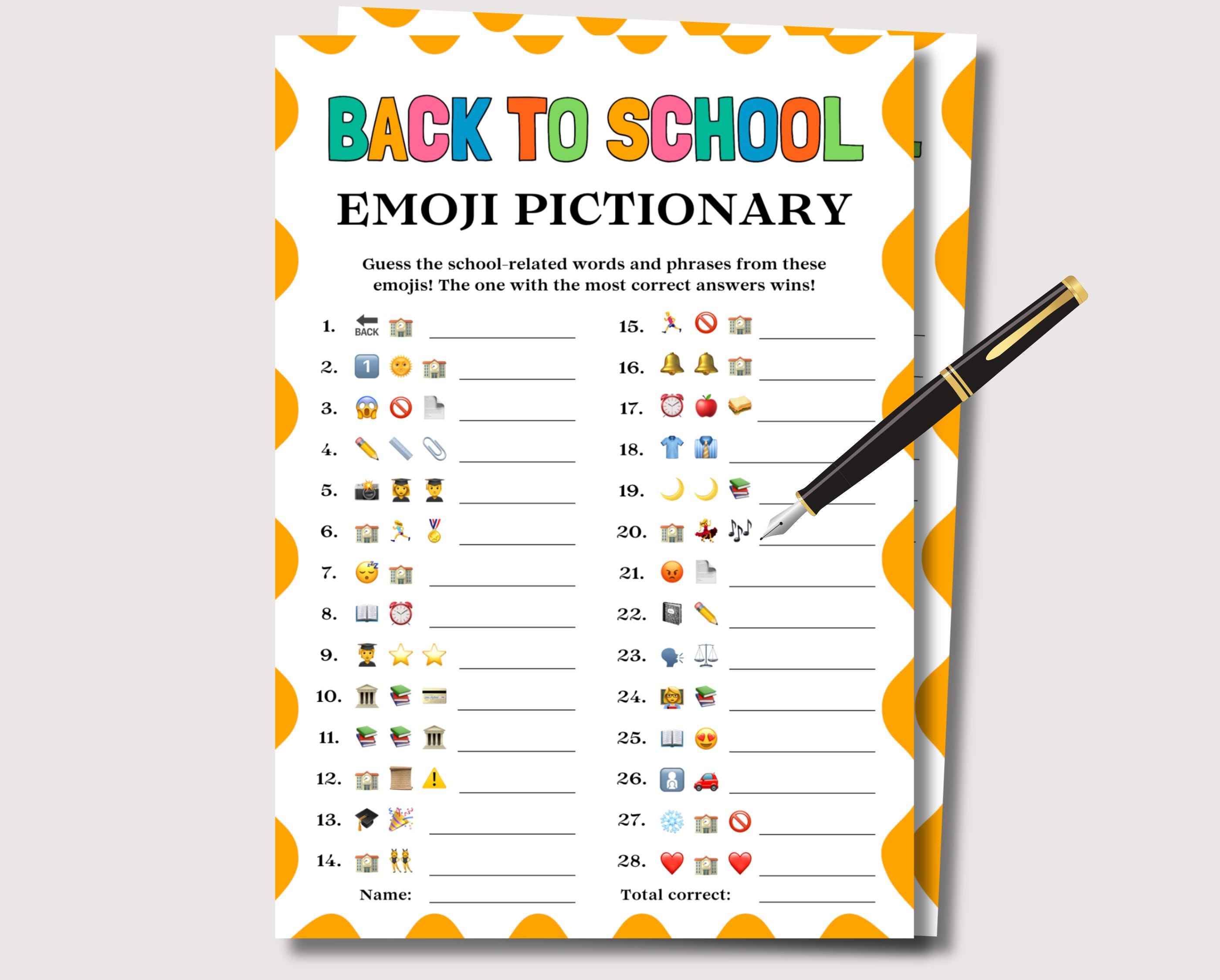 Back to School Emoji Game, Fun Back to School Game, Printable School ...