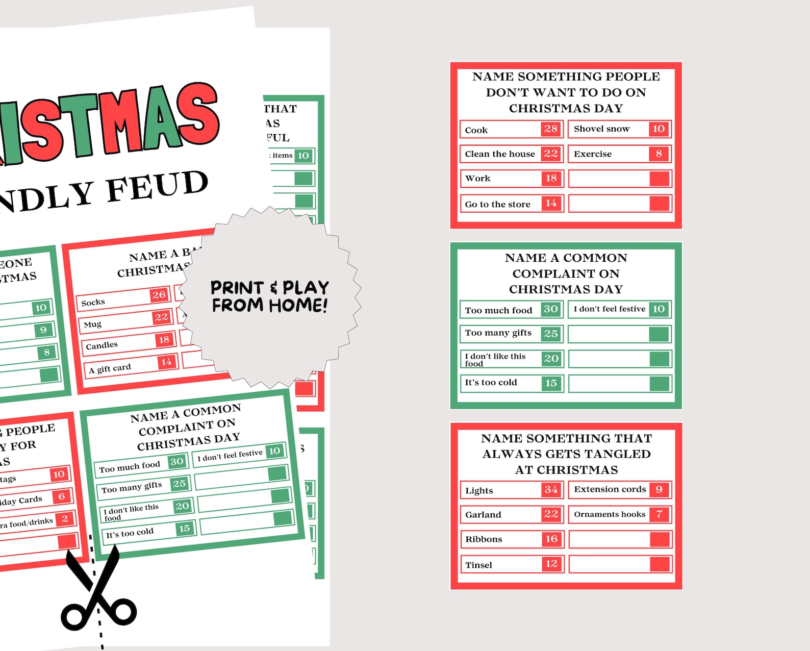 Christmas Family Feud Game, Fun Christmas Game for Adults Kids ...