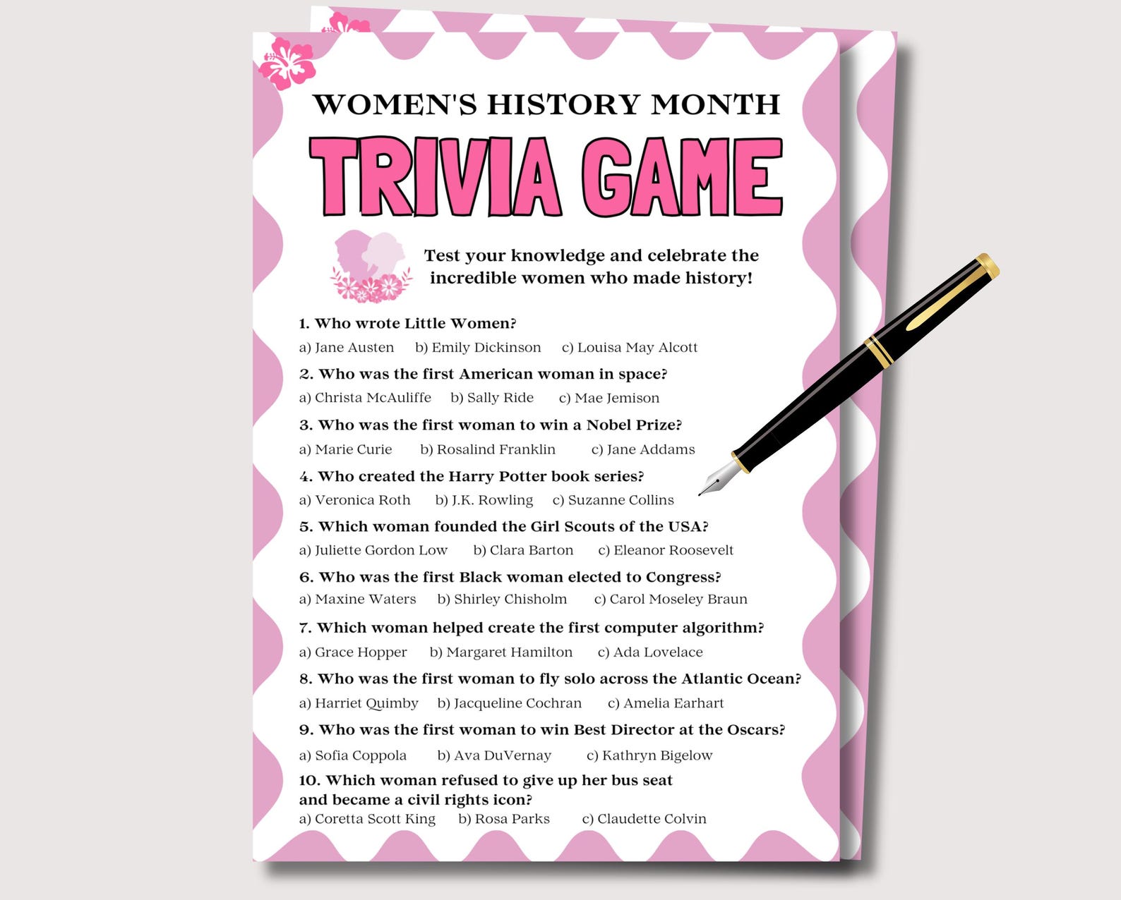 Women's History Month Trivia Game, Fun Printable Womens Day Game, Women ...