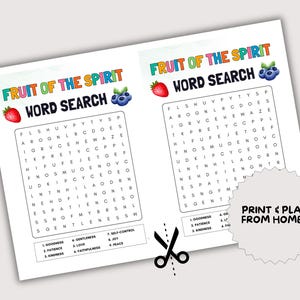 Fruit of the Spirit Word Search Game, Bible Games for Kids Sunday ...
