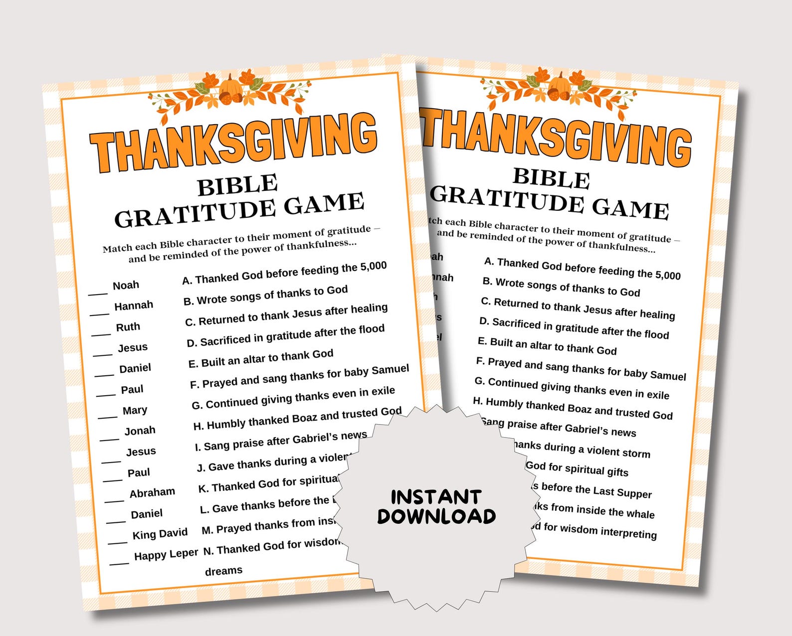 Bible Gratitude Game, Fun Thankfulness Bible Activity for Kids and ...