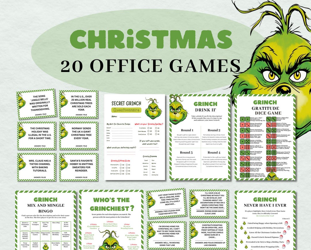 20 Grinch Office Party Games, Funny Holiday Office Games, Christmas ...
