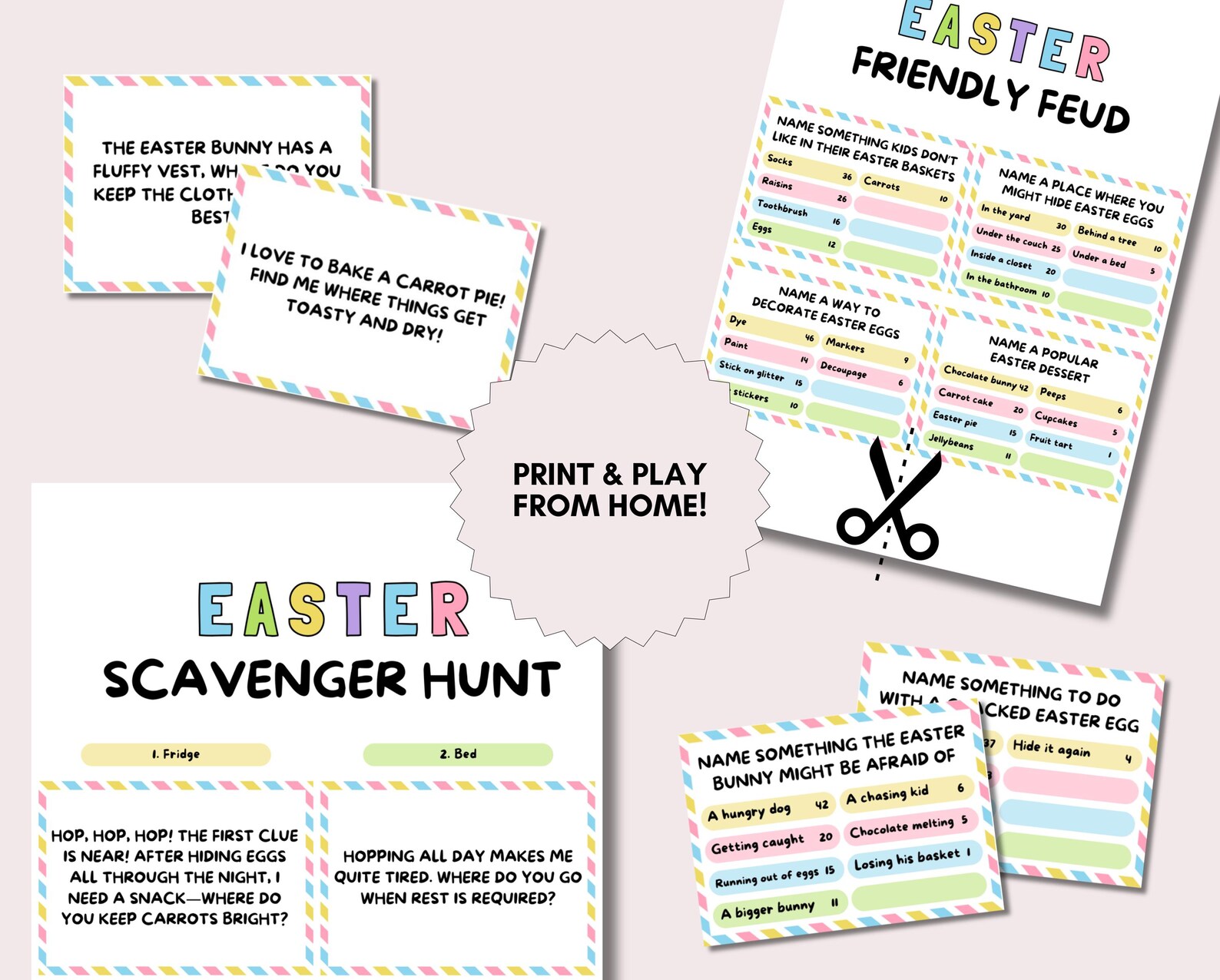 10 Easter Games Bundle, Pass the Gift Easter Pass the Prize, Whats Your ...