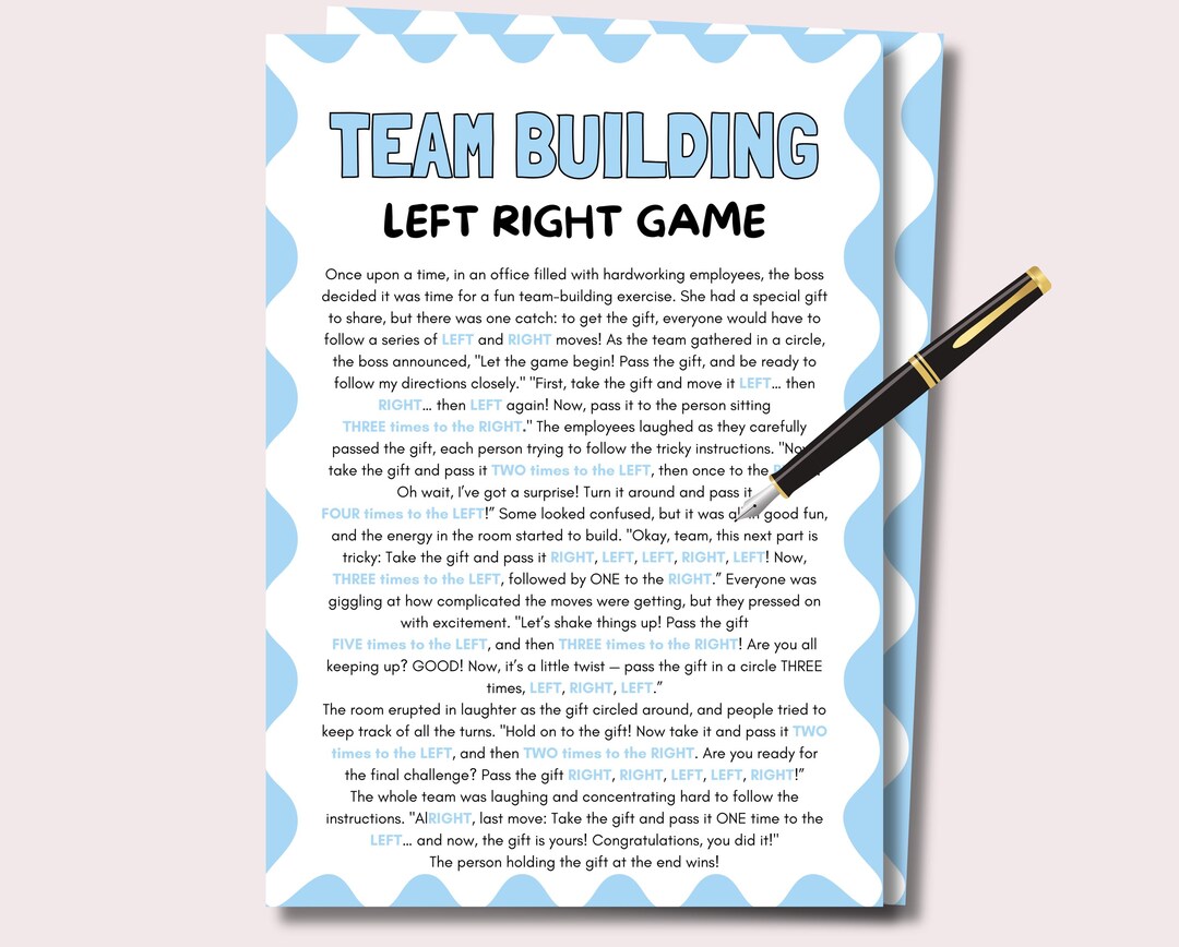 Team Building Left Right Game, Right Left Game for Team Building, Team ...