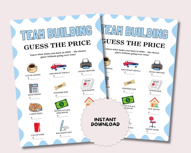 Team Building Activity Guess the Price, Printable Office Games, Work ...