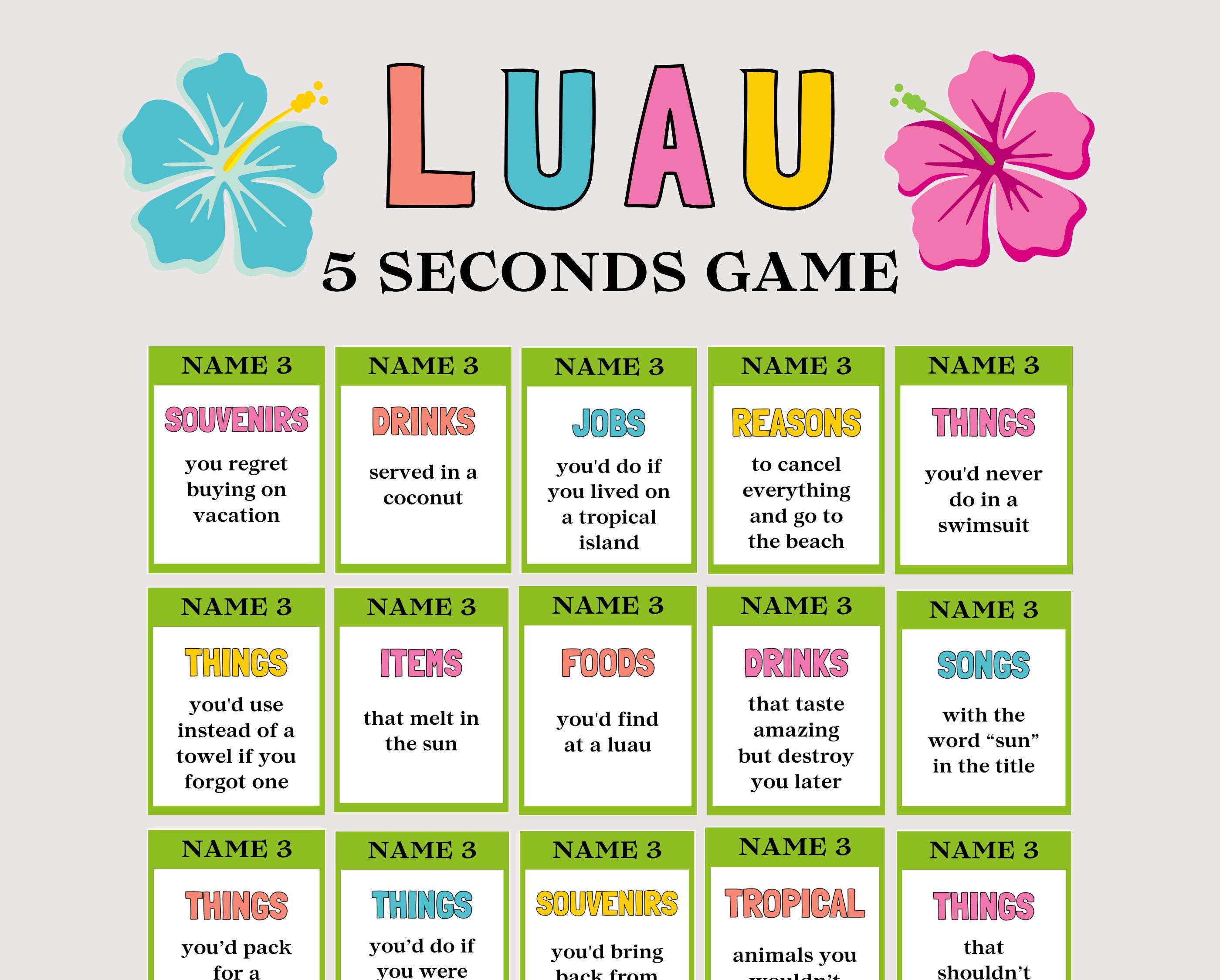 Luau Games Think Quick Game, Luau Party Games, Hawaiian Games, Hawaiian ...