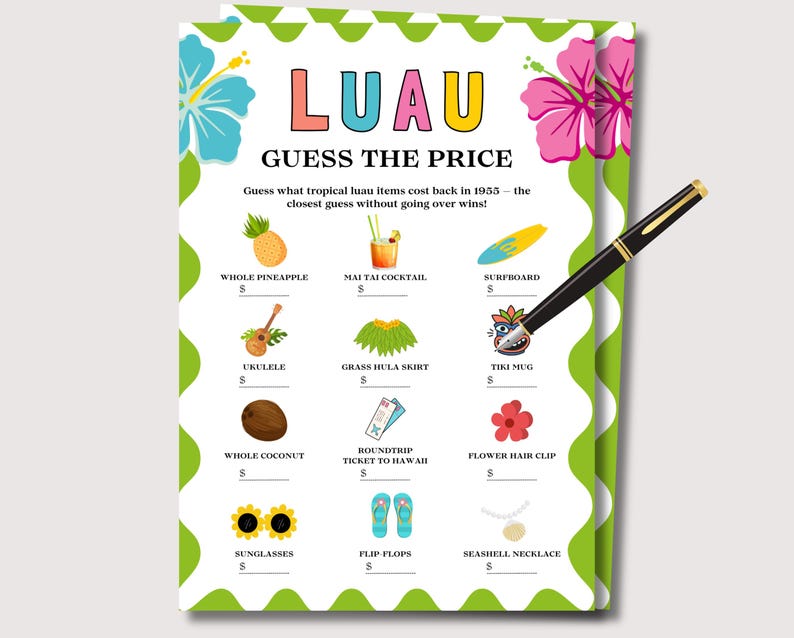 Luau Trivia Game, Luau Party Games Quiz, Printable Aloha Party Games ...