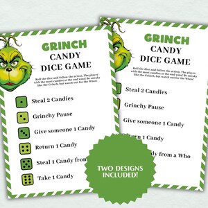 Grinch Candy Dice Game, Grinch Christmas Game for Kids, Family ...