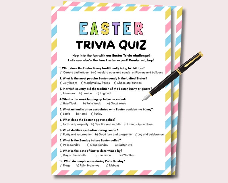 Easter Games, Easter Trivia Game, Easter Party Game, Printable Easter ...