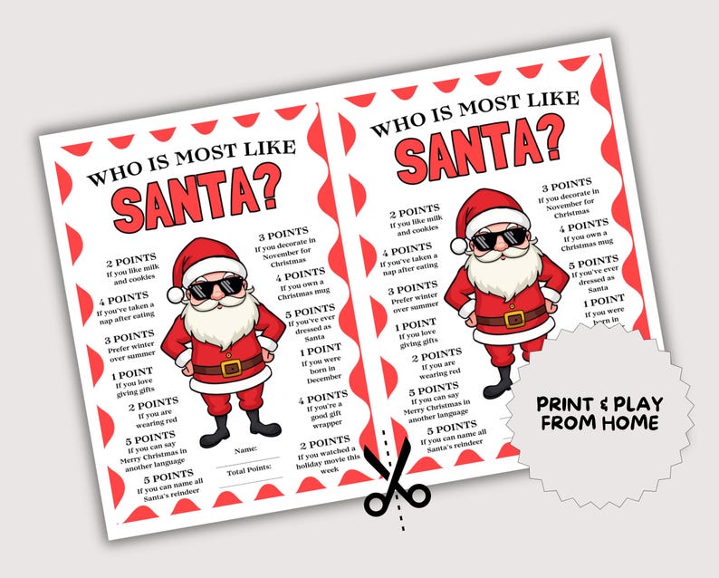 Who is Most Like Santa Game, Fun Family Christmas Game for Kids Adults ...