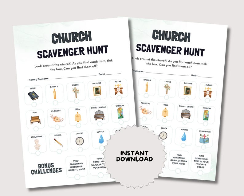 Church Scavenger Hunt, LDS Primary Activity, Sunday School Kids ...