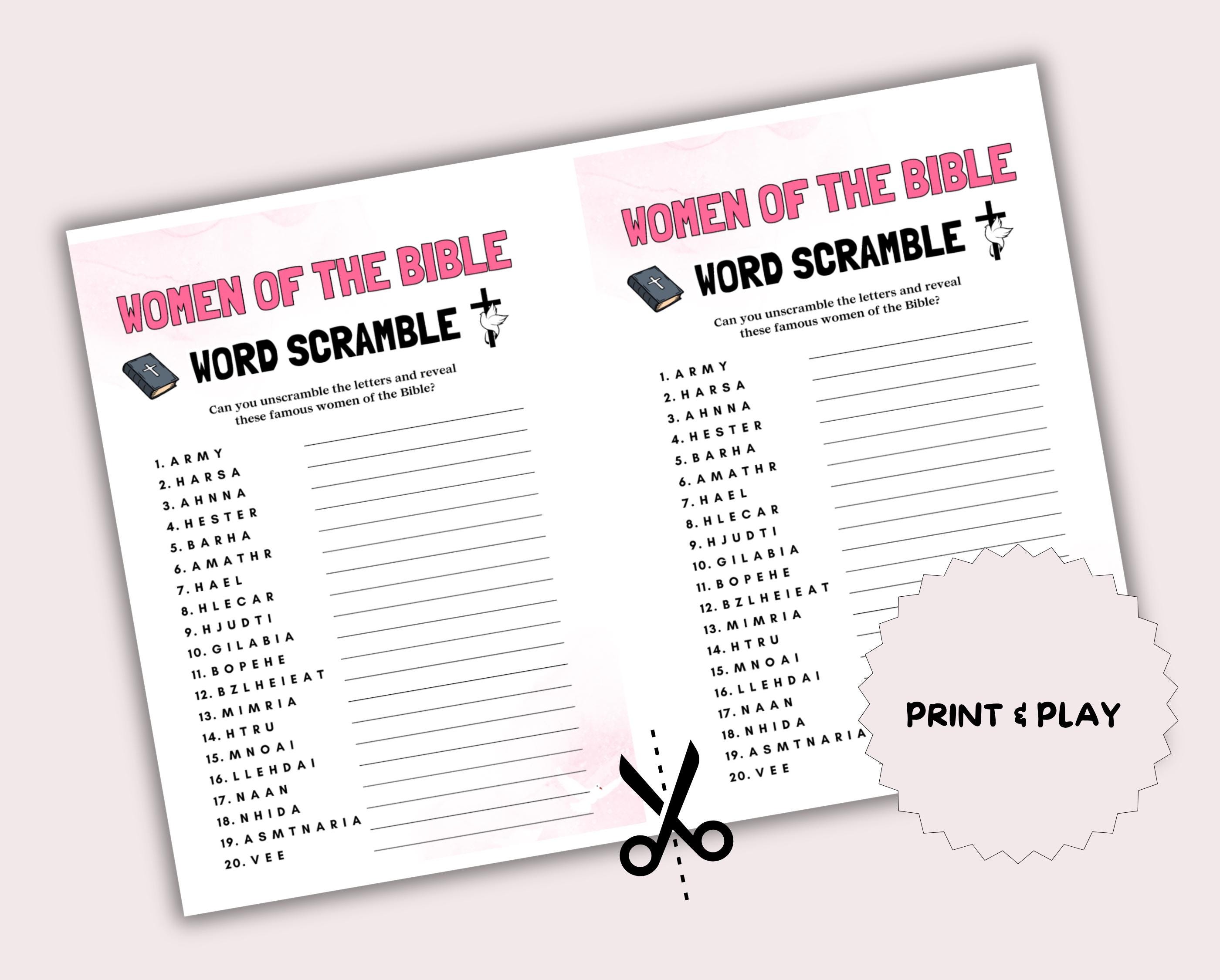 Women of the Bible Word Scramble Game, Women's Ministry Games ...