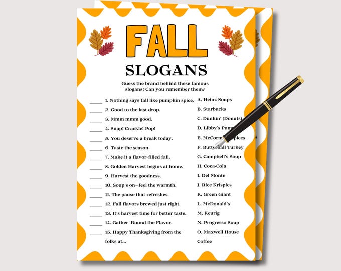 Fall Slogans Game, Funny Fall Game for Adults and Seniors, Games for ...