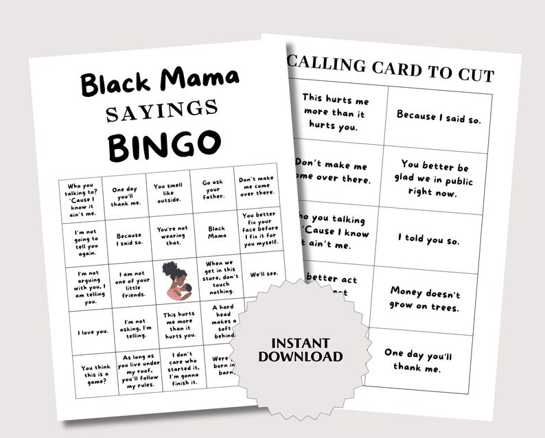 Black Mama Sayings Game Bingo Black Mama Saying, Black Momma Sayings ...