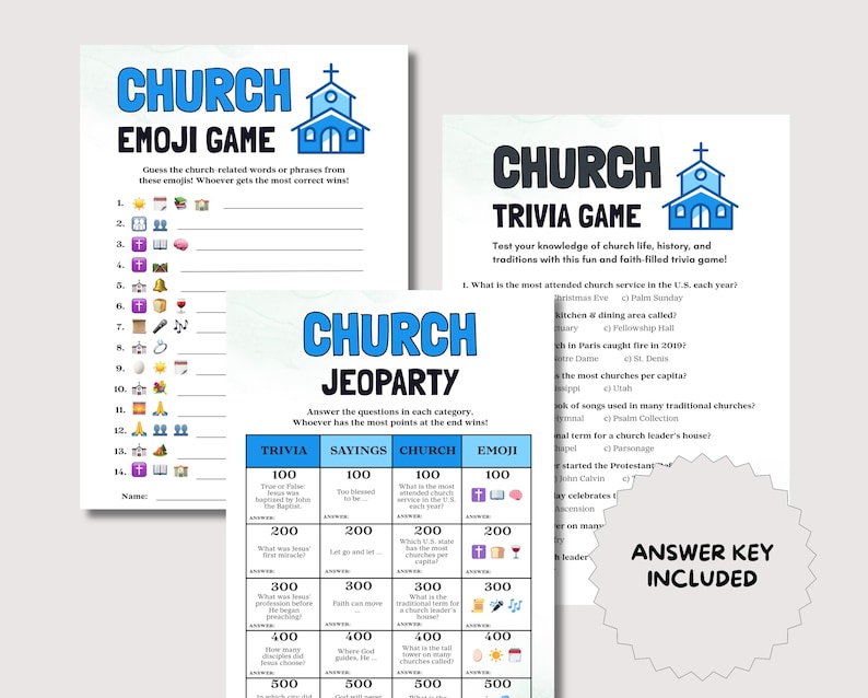 Christian Games Bundle, Funny Christian Games for Adults Kids, Pastor ...