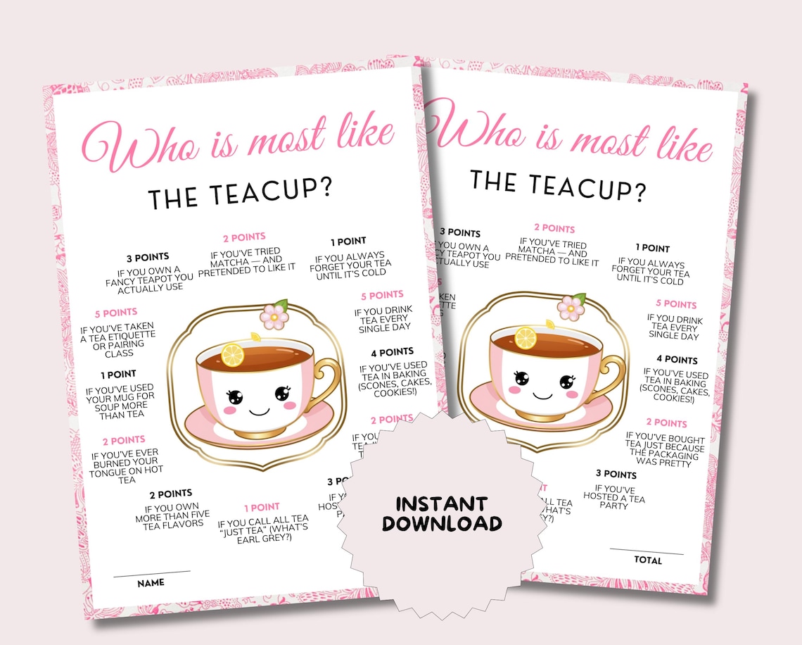 Tea Party Games, Who is Most Like the Teacup, Ladies Tea Party Games ...