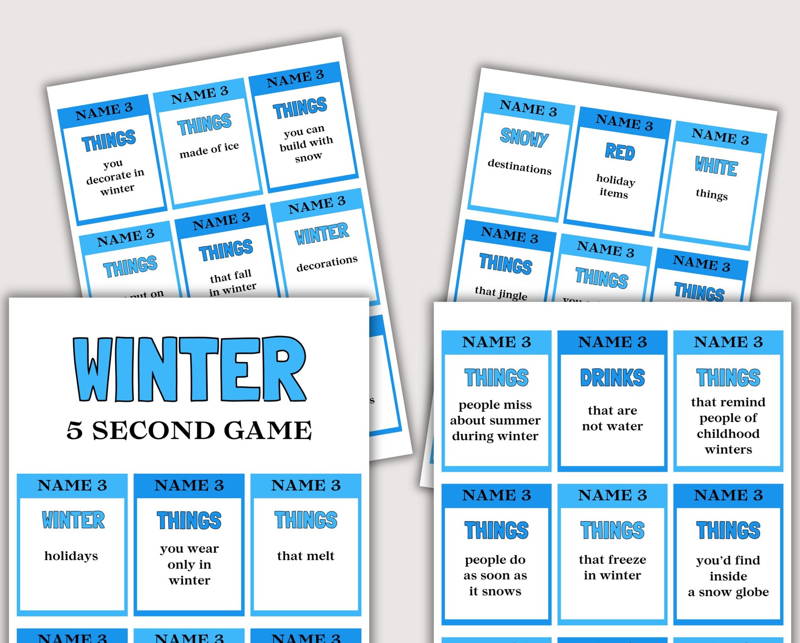 Winter 5 Second Game, Fun Winter Game for Adults Kids, Group Winter ...