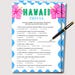 Hawaii Trivia Game, Printable Luau Party Game, Hawaiian Quiz, Aloha ...