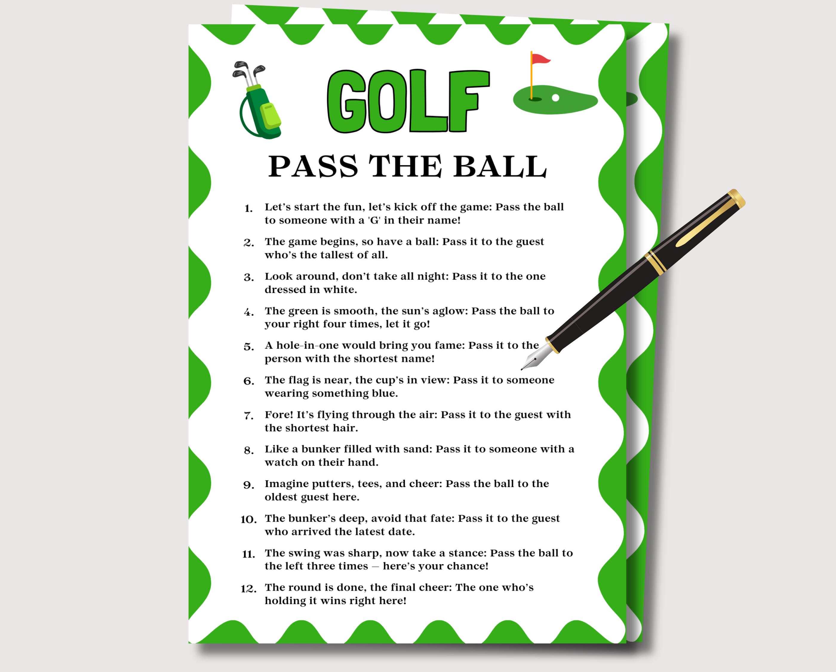 Golf Party Pass the Prize Game, Golf Party Games, Golf Birthday Games ...