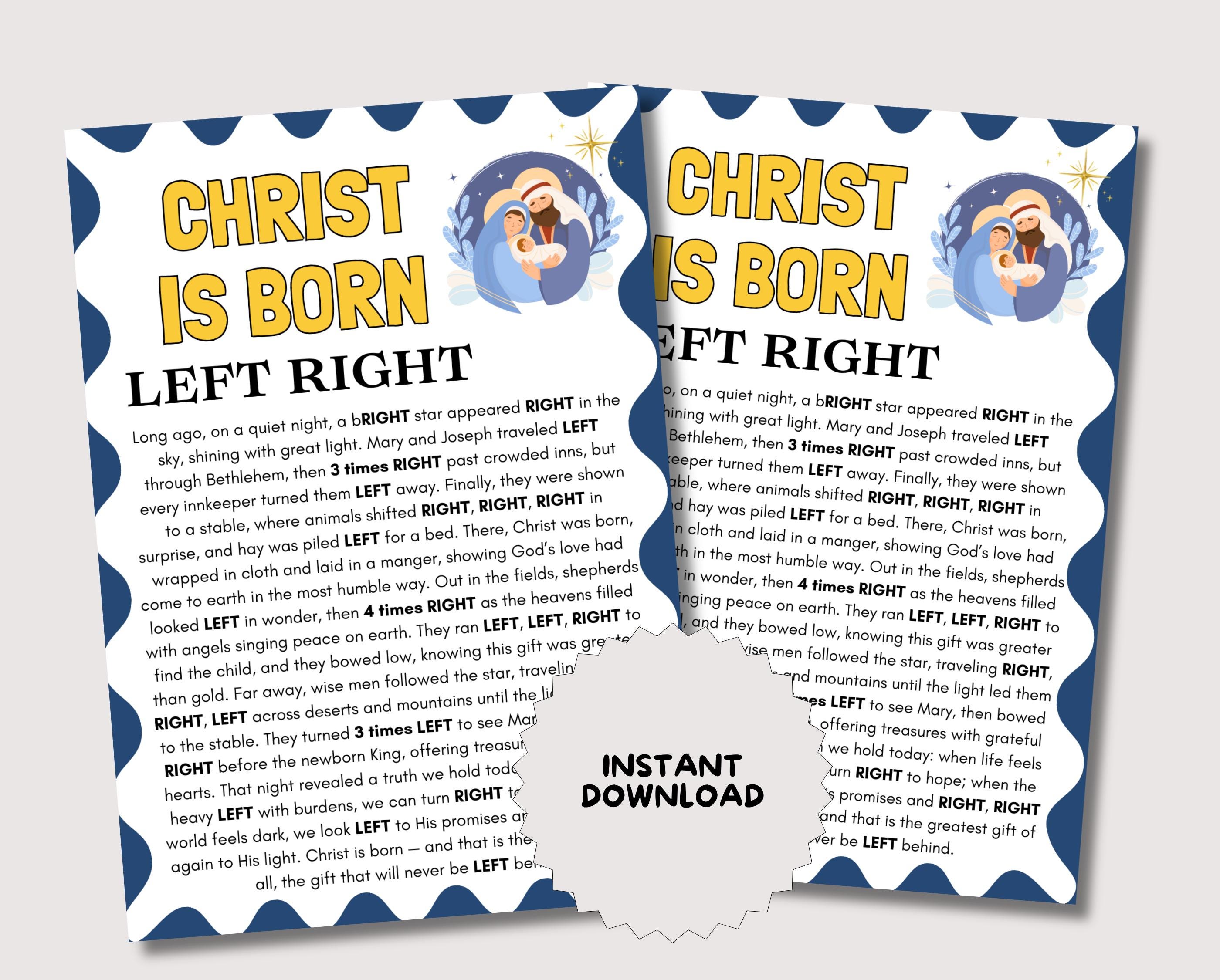Christ is Born Left Right Game, Christian Christmas Game for Kids ...