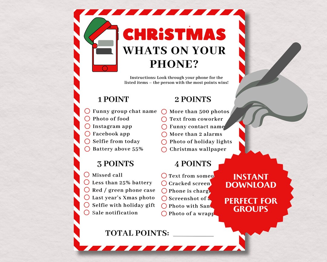 Christmas Whats on Your Phone Game, Funny Whats in Your Phone Game ...