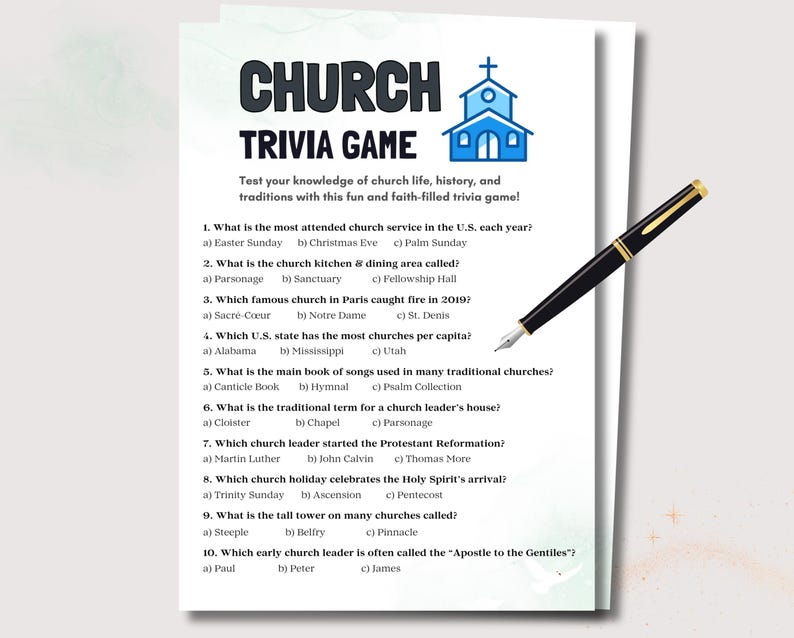 Church Trivia, Games for Church Games Printable, Church Activities ...