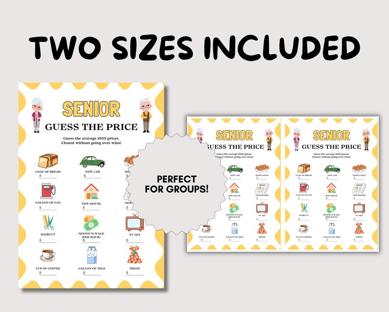 Games for Seniors Guess the Price, Games for Senior Citizens, Senior ...