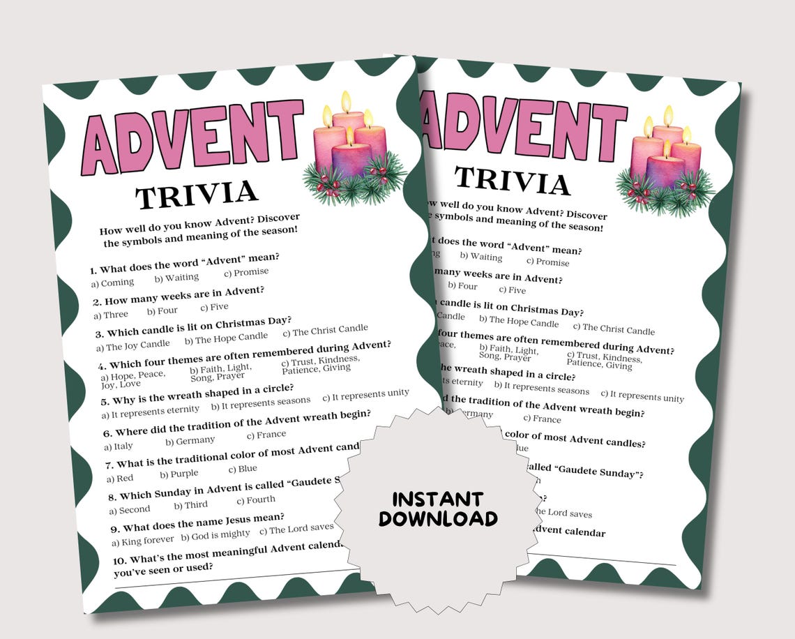 Advent Trivia Game, Fun Christian Winter Game for Kids Adults Family ...