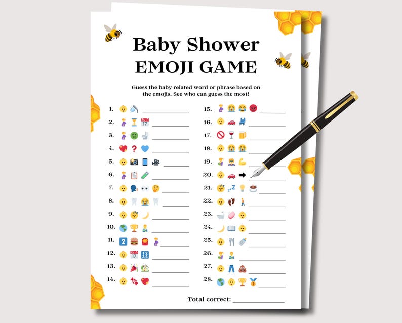 Emoji Pictionary Baby Shower Game, Emoji Baby Shower Games, Printable ...