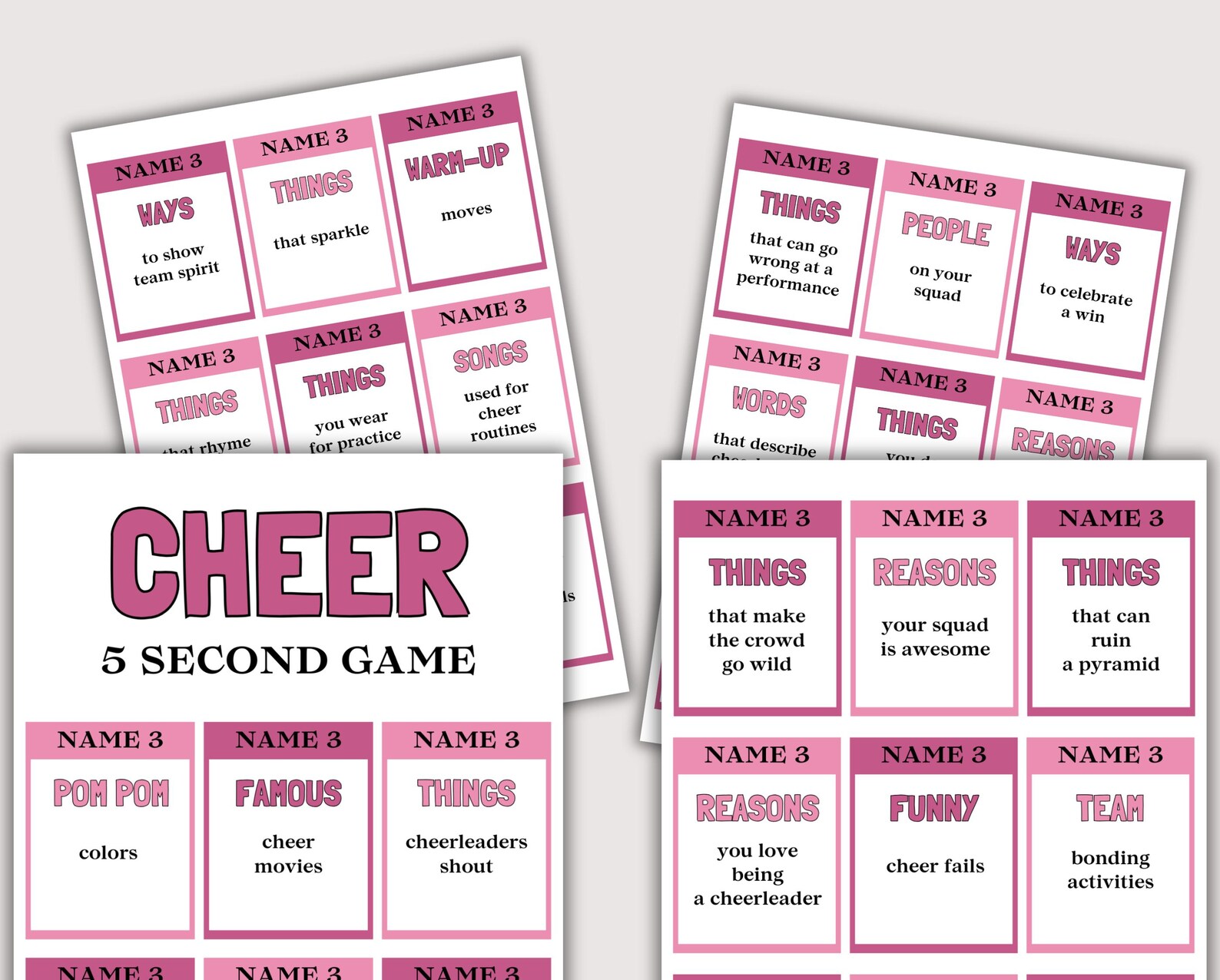 Cheer 5 Second Game Game, Fun Cheerleading Party Game, Cheer Bonding ...