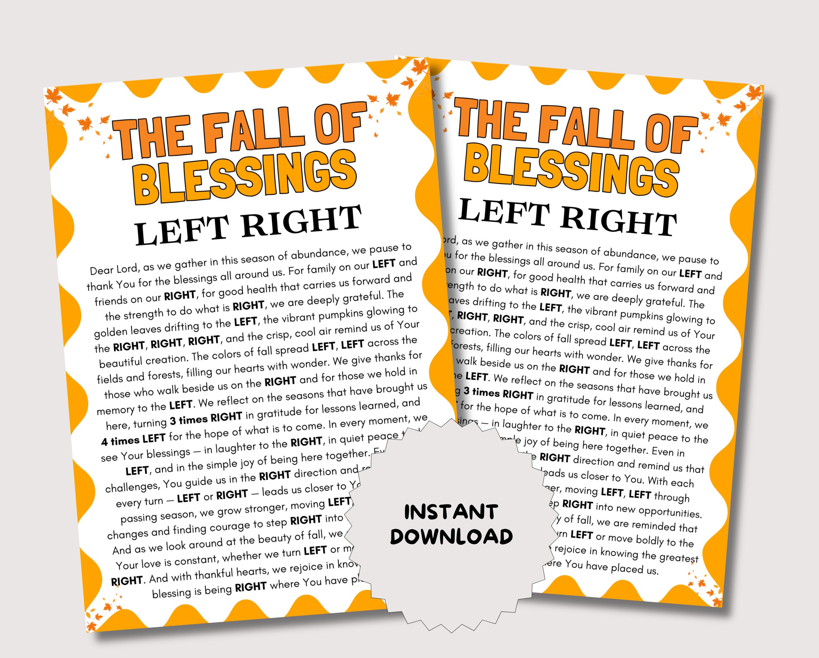 Fall Blessings Left Right Game, Autumn Left Right Game, Fall Bible ...