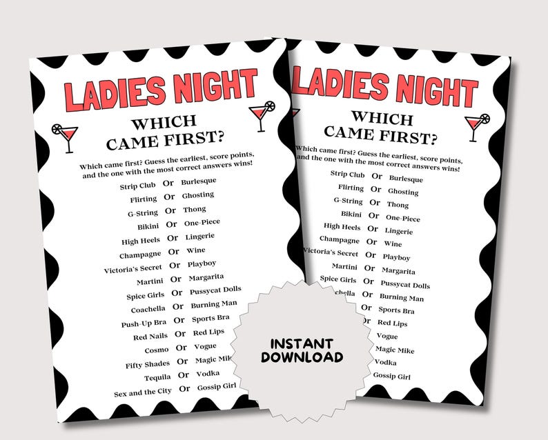 Ladies Night Game Which Came First, Fun Girls Night Games, Adult Dirty ...