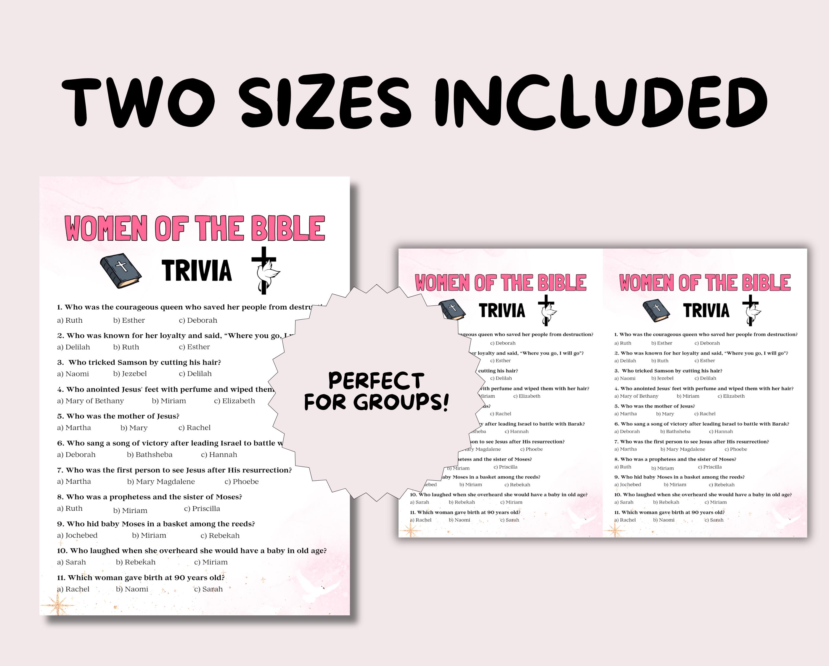 Womens Ministry Games, Women of the Bible Trivia Game Printable, Bible ...