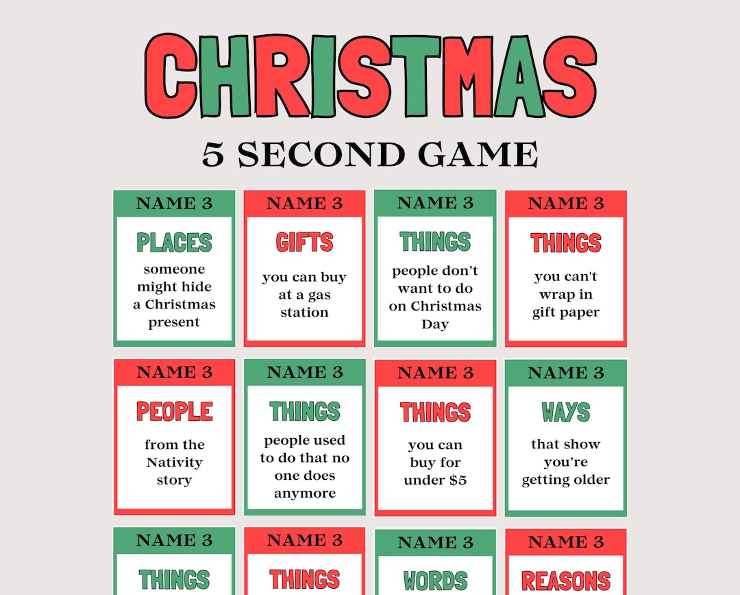 Christmas 5 Second Game, Fun Christmas Game for Adults Kids, Group ...