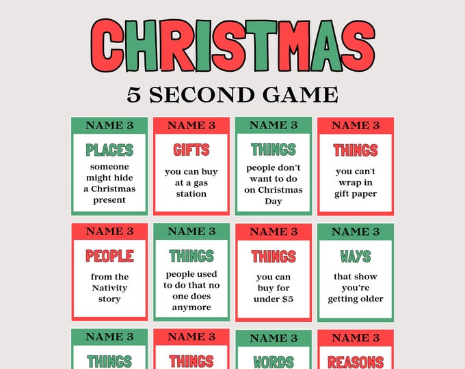 Christmas 5 Second Game, Fun Christmas Game for Adults Kids, Group ...