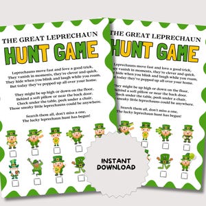 Leprechaun Scavenger Hunt Game, Fun St Patricks Day Game for Kids ...
