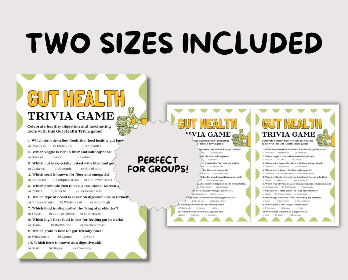 Gut Health Trivia Game, Fun Nutrition Game for Adults and Kids, Healthy ...
