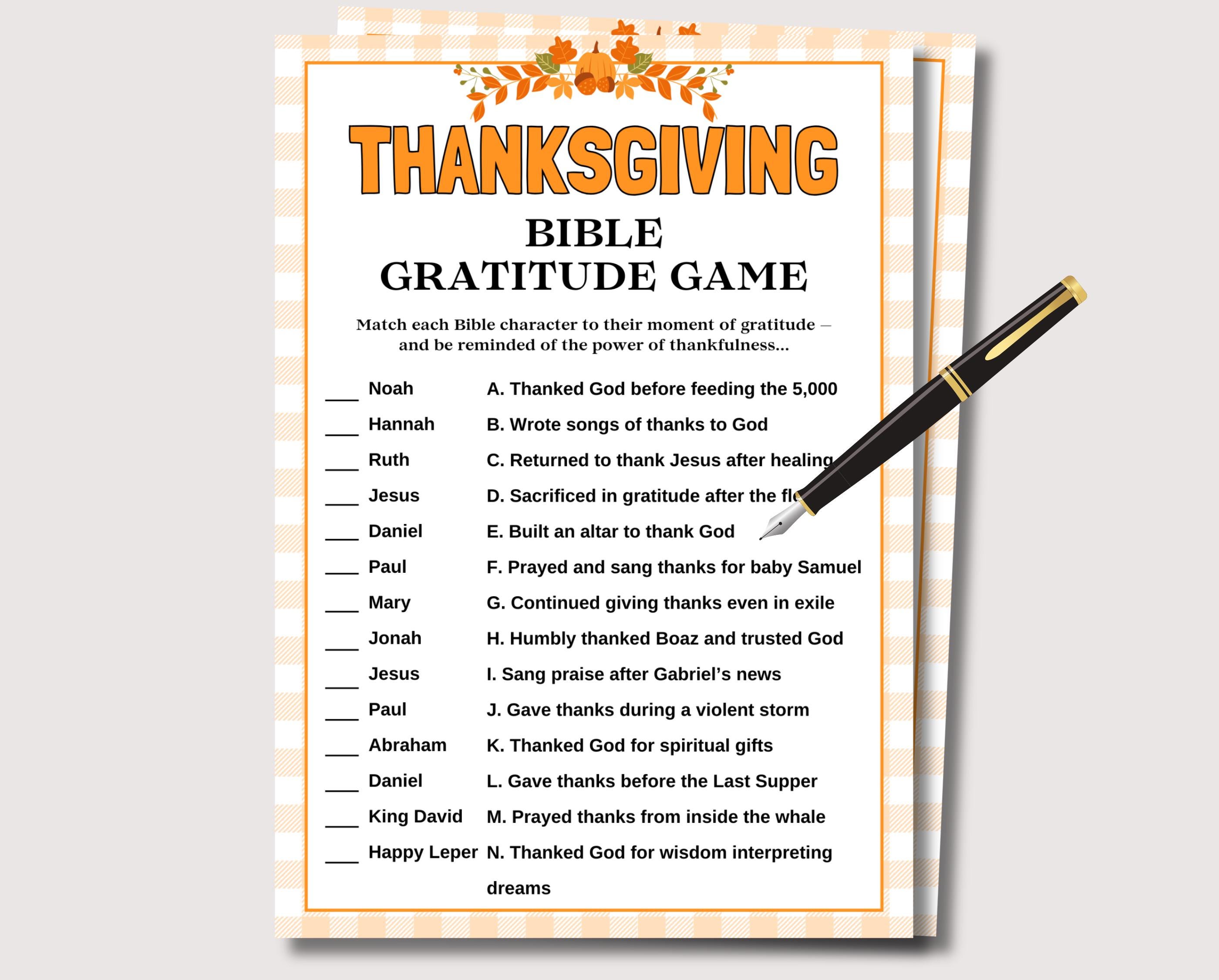 Bible Gratitude Game, Fun Thankfulness Bible Activity for Kids and ...