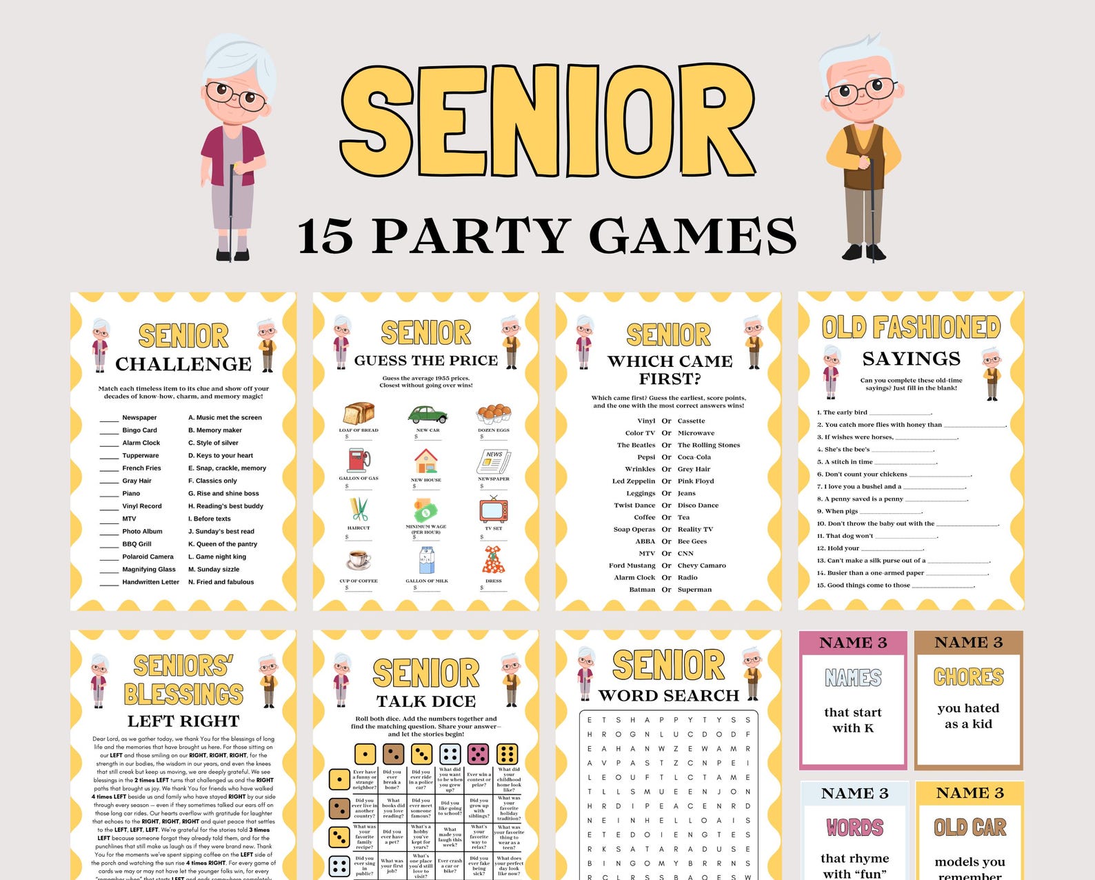 Senior Games Bundle, Games for Seniors Group Games for Senior Citizens ...