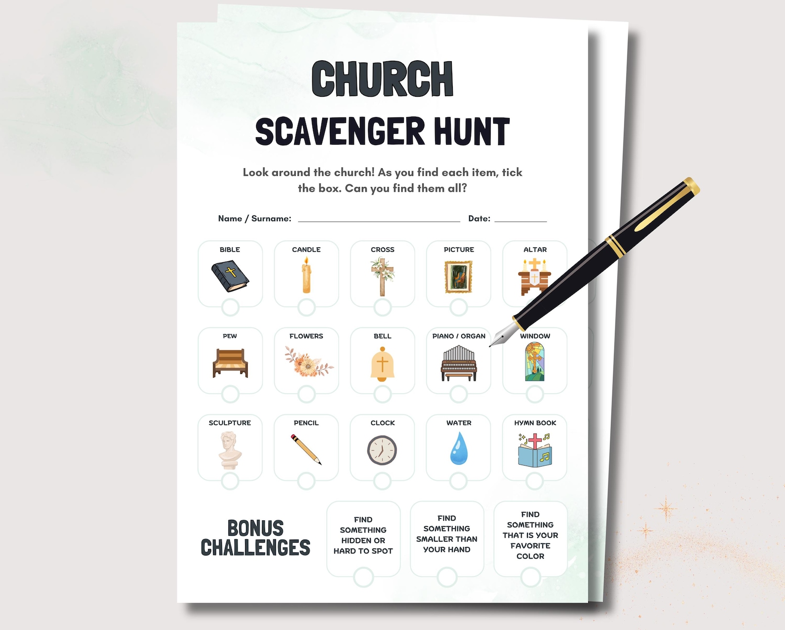 Church Scavenger Hunt, LDS Primary Activity, Sunday School Kids ...