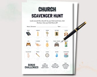 Church Scavenger Hunt, Sunday School Kids Activity, Christian Church ...