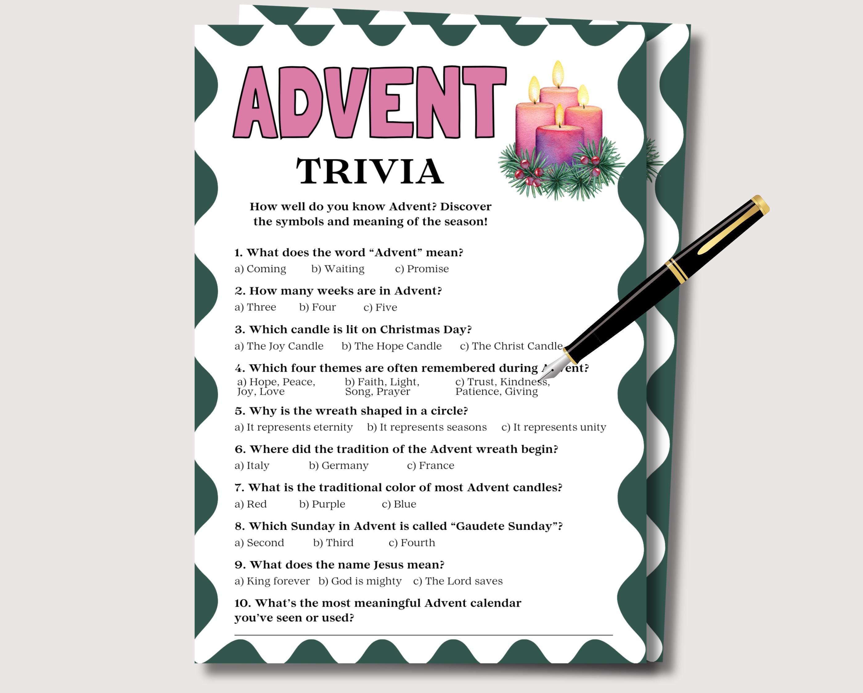 Advent Trivia Game, Fun Christian Winter Game for Kids Adults Family ...